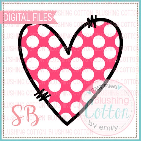 Pink Polka Dot Doodle Heart Design PNG Artwork Digital File | Etsy