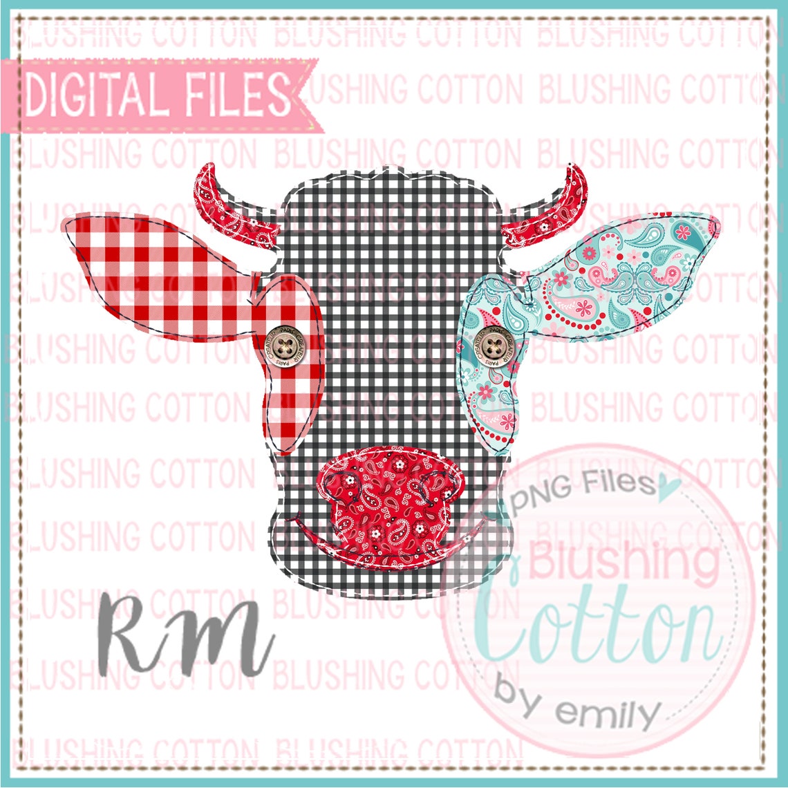 Patchwork Cow 2 Applique Design Watercolor PNG Artwork Digital - Etsy