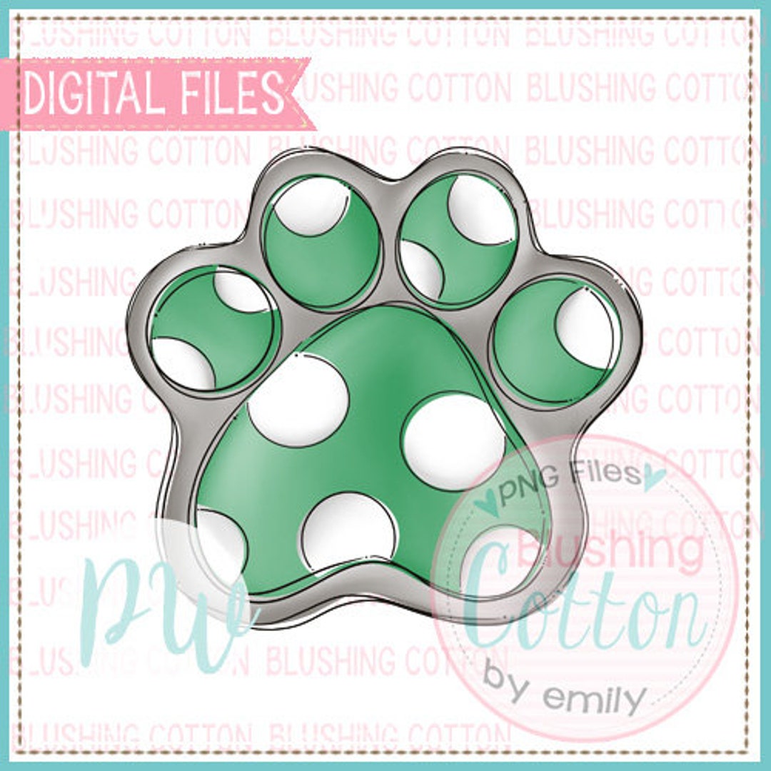 Paw Print Kelly Green PNG Watercolor Artwork Digital File for Printing ...
