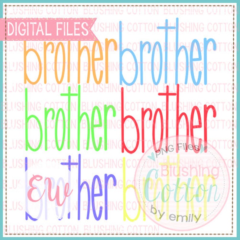 Brother Wording Lettering Design Handpainted Design PNG | Etsy