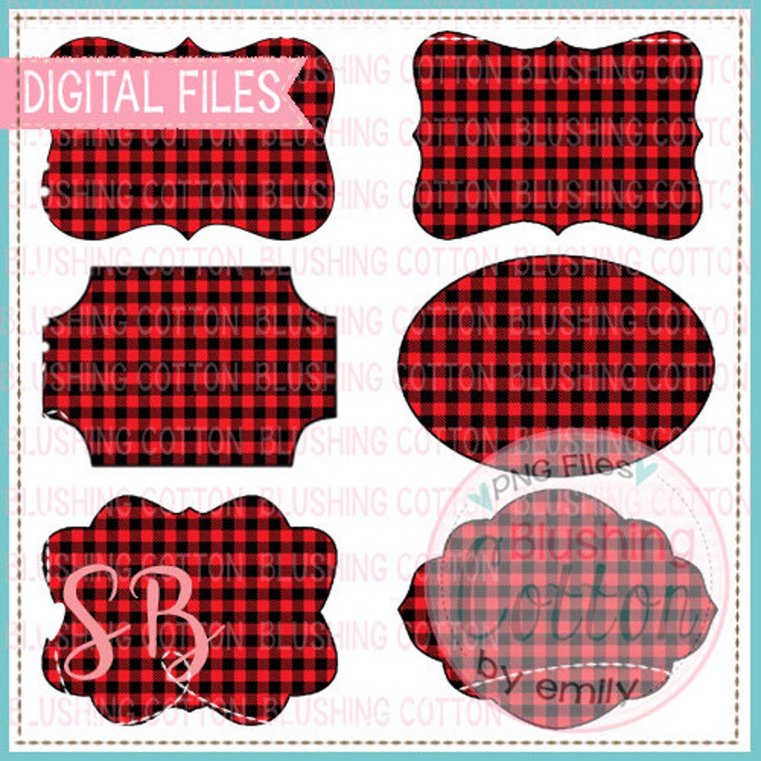 Red Black Buffalo Plaid Frame Set Design PNG Artwork Digital File - for ...