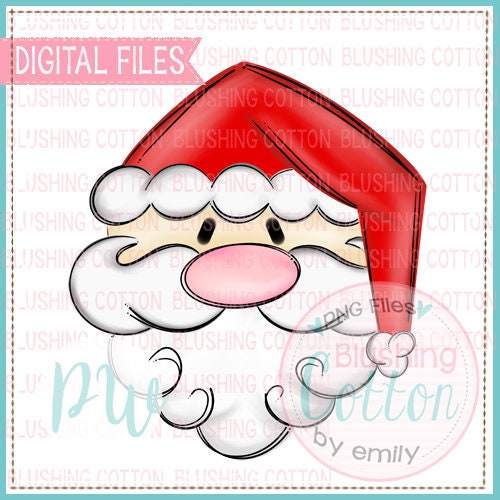 Santa Face Handpainted Design PNG Artwork Digital File - for Printing ...