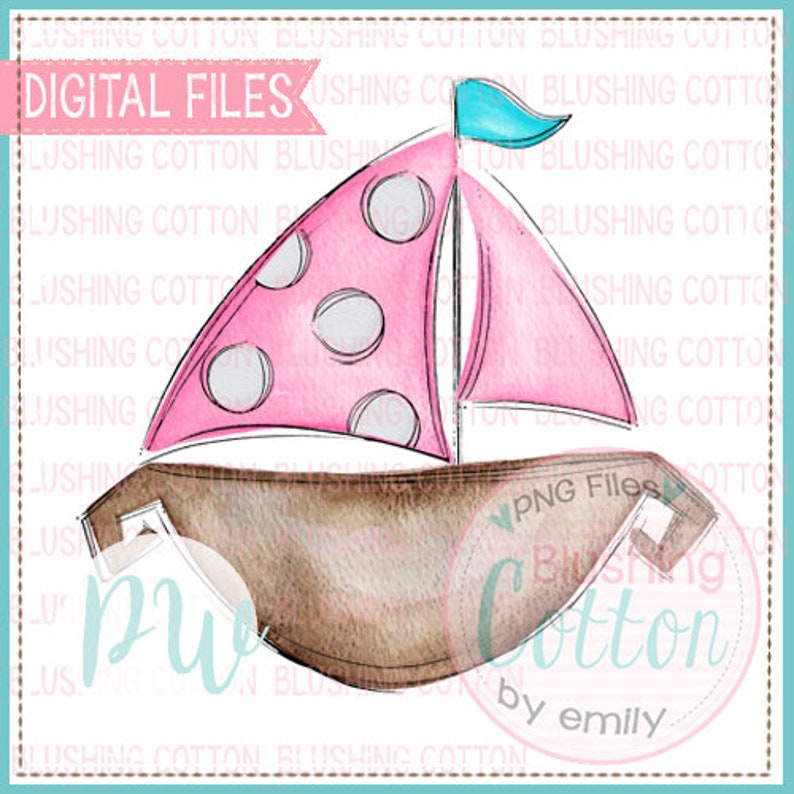 Sail Boat Pink Watercolor Design PNG Artwork Digital File - Etsy