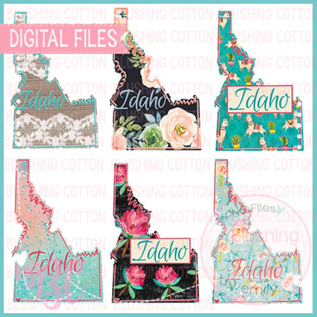 Floral State Bundle Idaho PNG Artwork Digital File for - Etsy