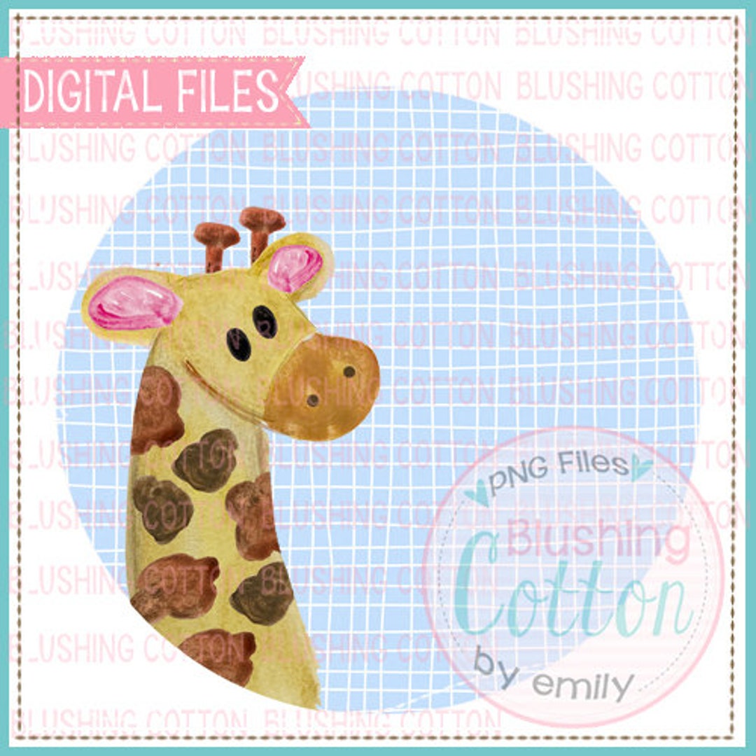 Giraffe in Sketch Blue Circle Watercolor Design PNG Artwork Digital ...