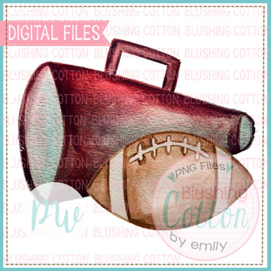 Maroon Megaphone With Football Watercolor PNG Artwork Digital File ...