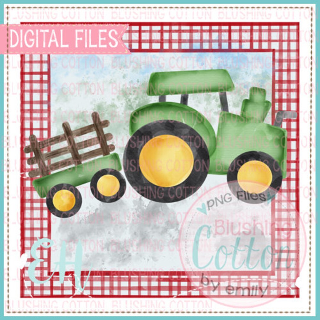 Green Tractor in Frame Splash Handpainted Design PNG Artwork Digital ...