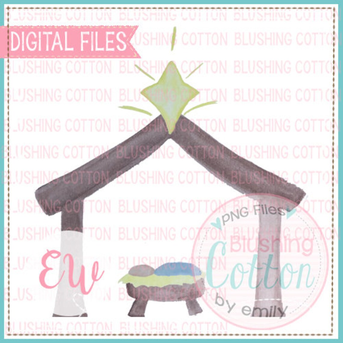 Manger Scene Baby Jesus Design Watercolor PNG Artwork Digital File ...