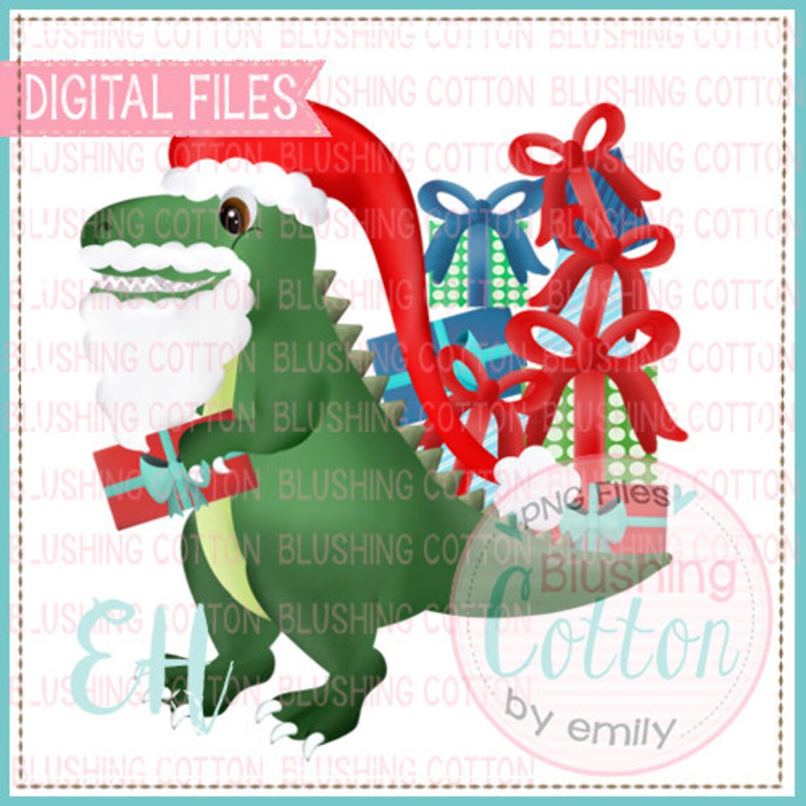 T Rex Santa With Christmas Gifts Design PNG Artwork Digital - Etsy