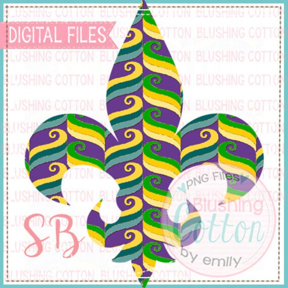 Fleur De Lis Mardi Gras 4 Watercolor Design BCSB | Etsy