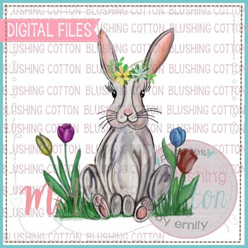 Bunny Flower Crown With Tulips Design PNG Artwork Digital File for ...