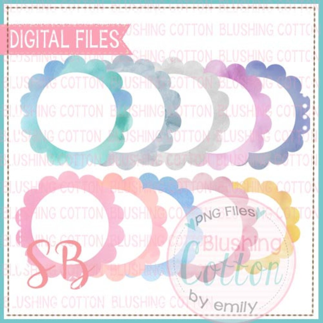 Scallop Watercolor Background With White Centers Design Bundle PNG ...