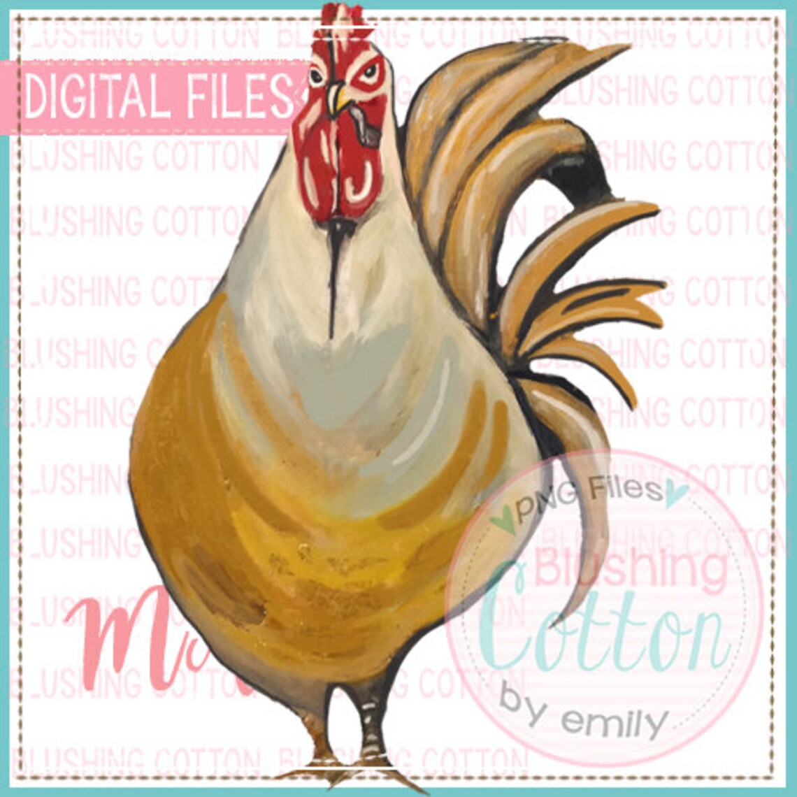 Angry Rooster Handpainted Design PNG Artwork Digital File | Etsy