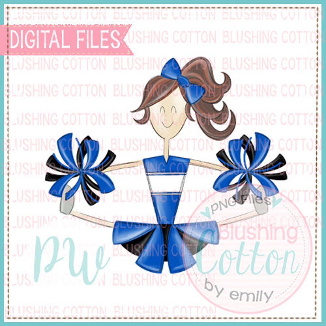 Cheerleader Brunette Bleu et Noir Uniforme PNG Aquarelle Artwork ...