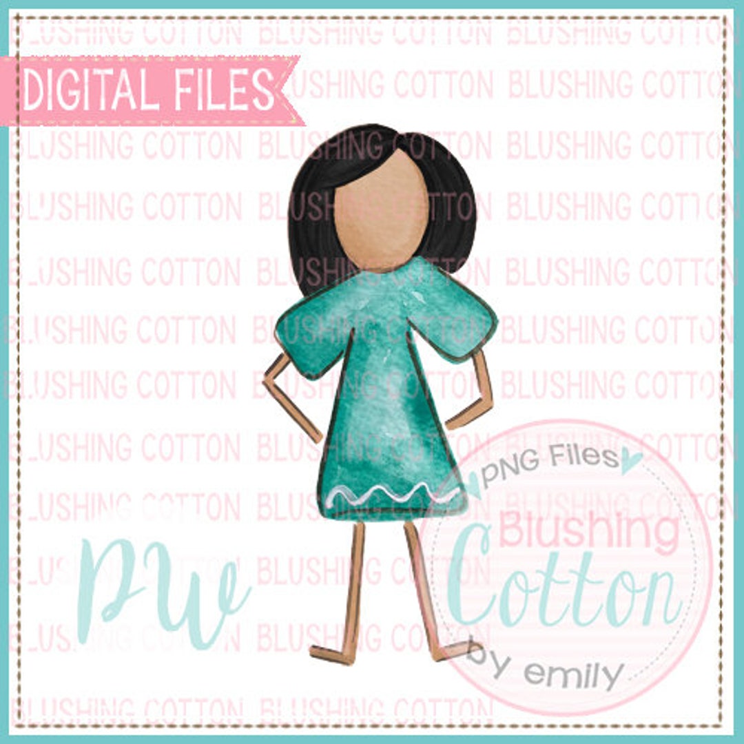 Stick Figure Medium Skin Tone Adult Female Watercolor PNG Artwork ...