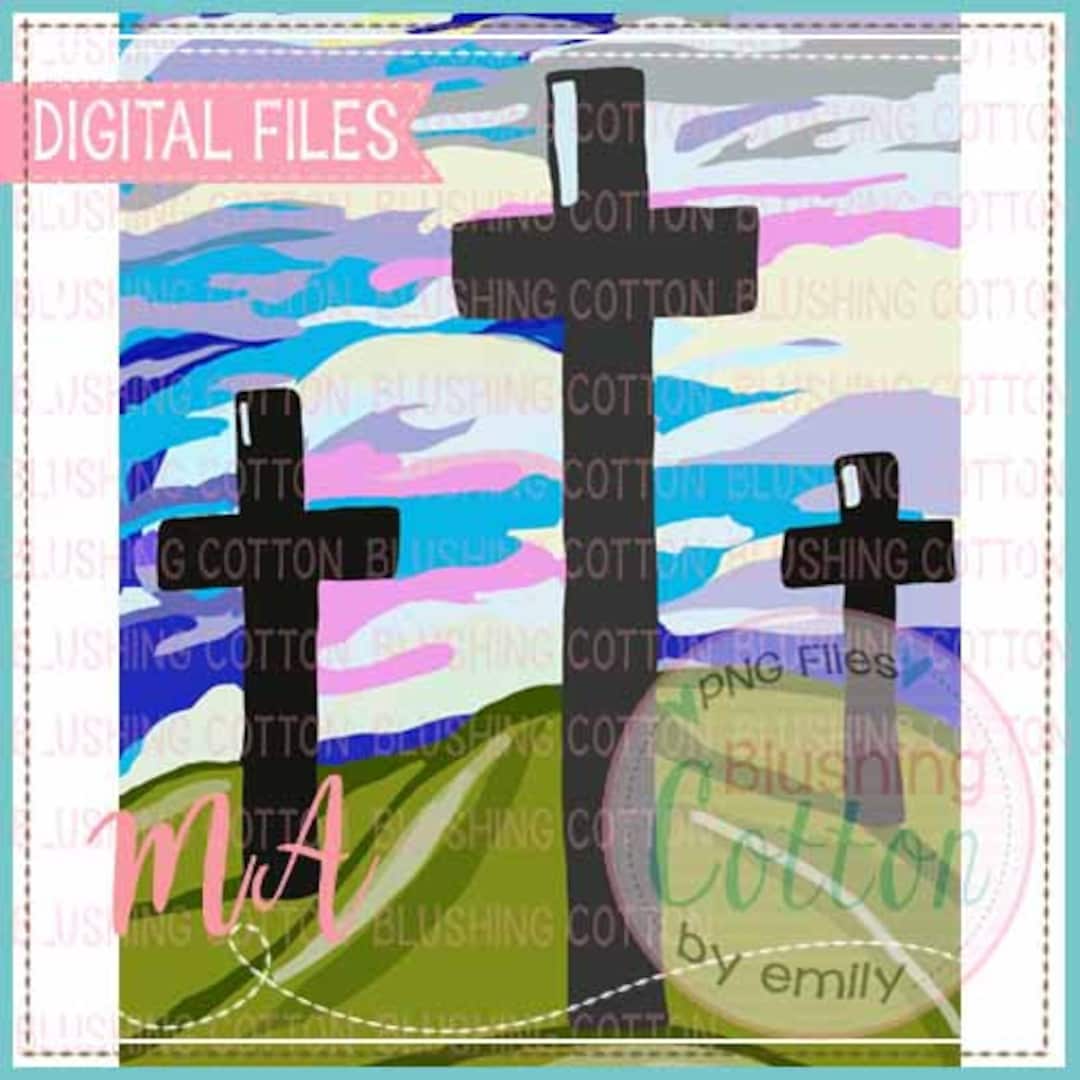 Three Crosses Handpainted Design PNG Artwork Digital File - for ...