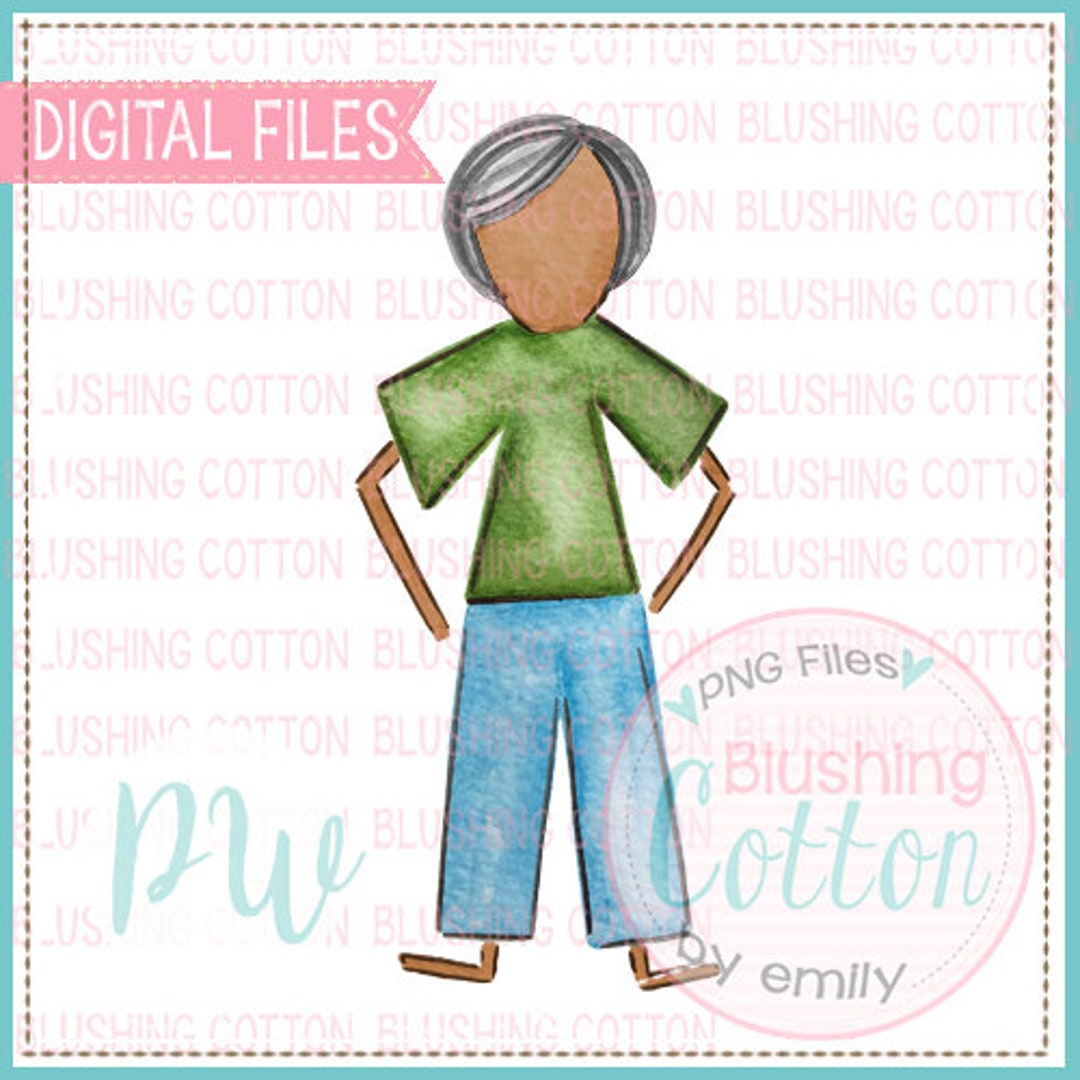 Stick Figure African American Adult Male Grey Hair Design PNG Artwork ...