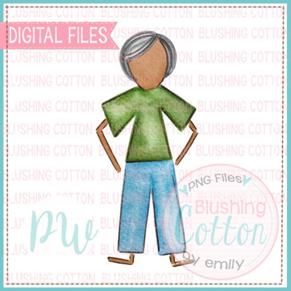 Stick Figure African American Adult Male Grey Hair Design PNG | Etsy