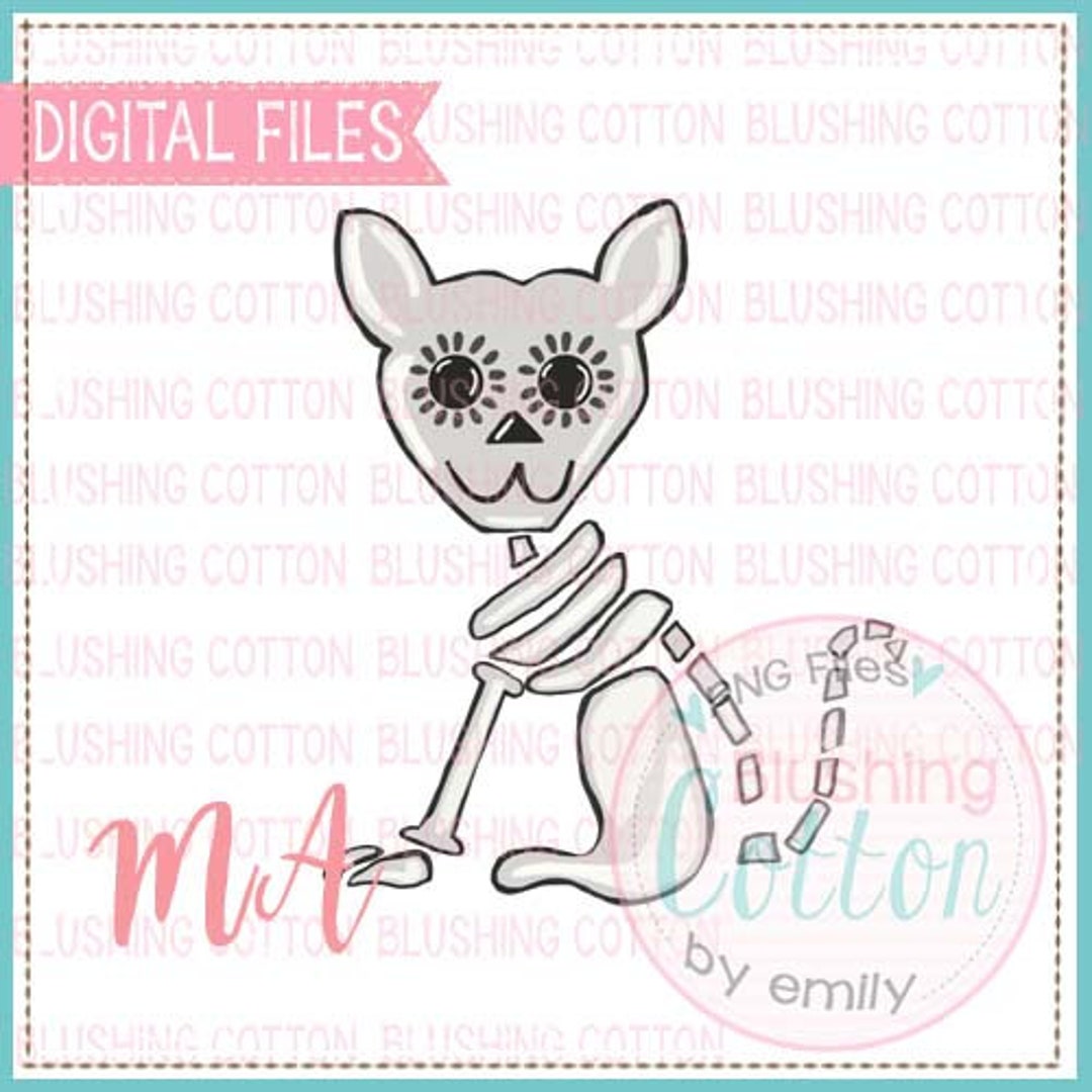 Skeleton Cat Design Watercolor PNG Artwork Digital File for Printing ...