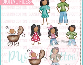 Stick Figure Family Watercolor PNG Artwork Digital File for | Etsy