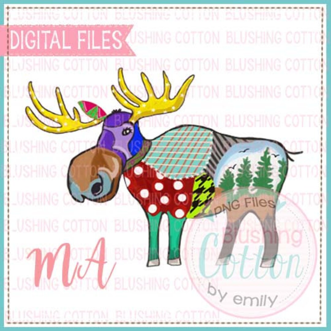 Funky Moose Design Watercolor PNG Artwork Digital File - for Printing ...
