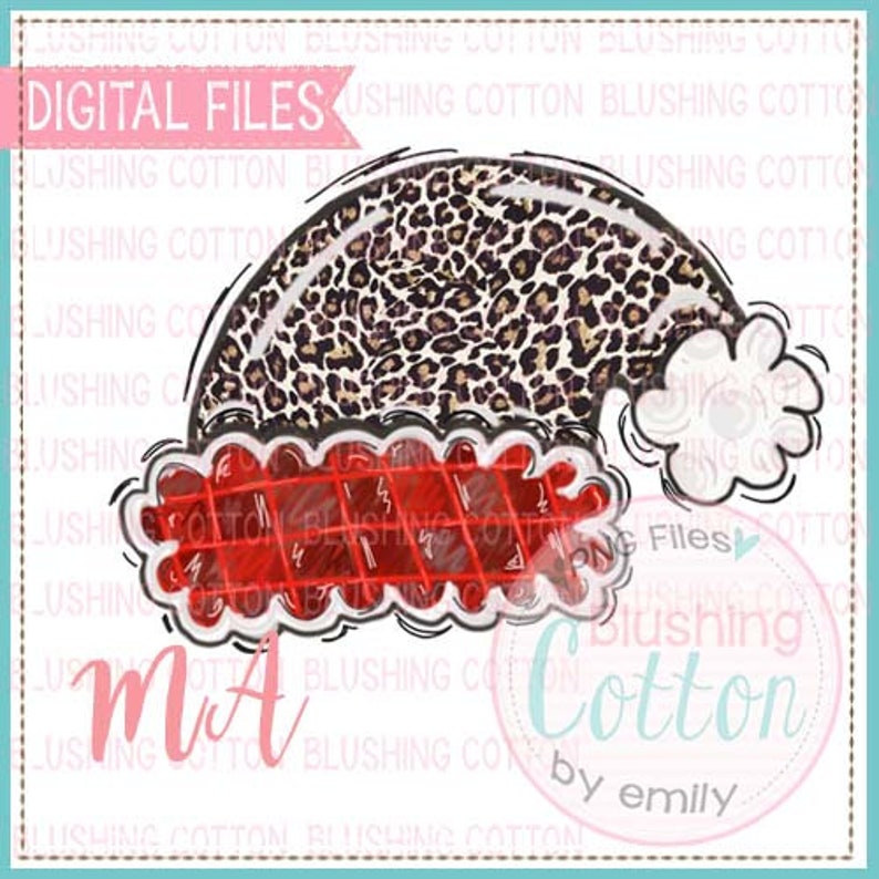 Leopard Santa Hat Design Watercolor PNG Artwork Digital File | Etsy