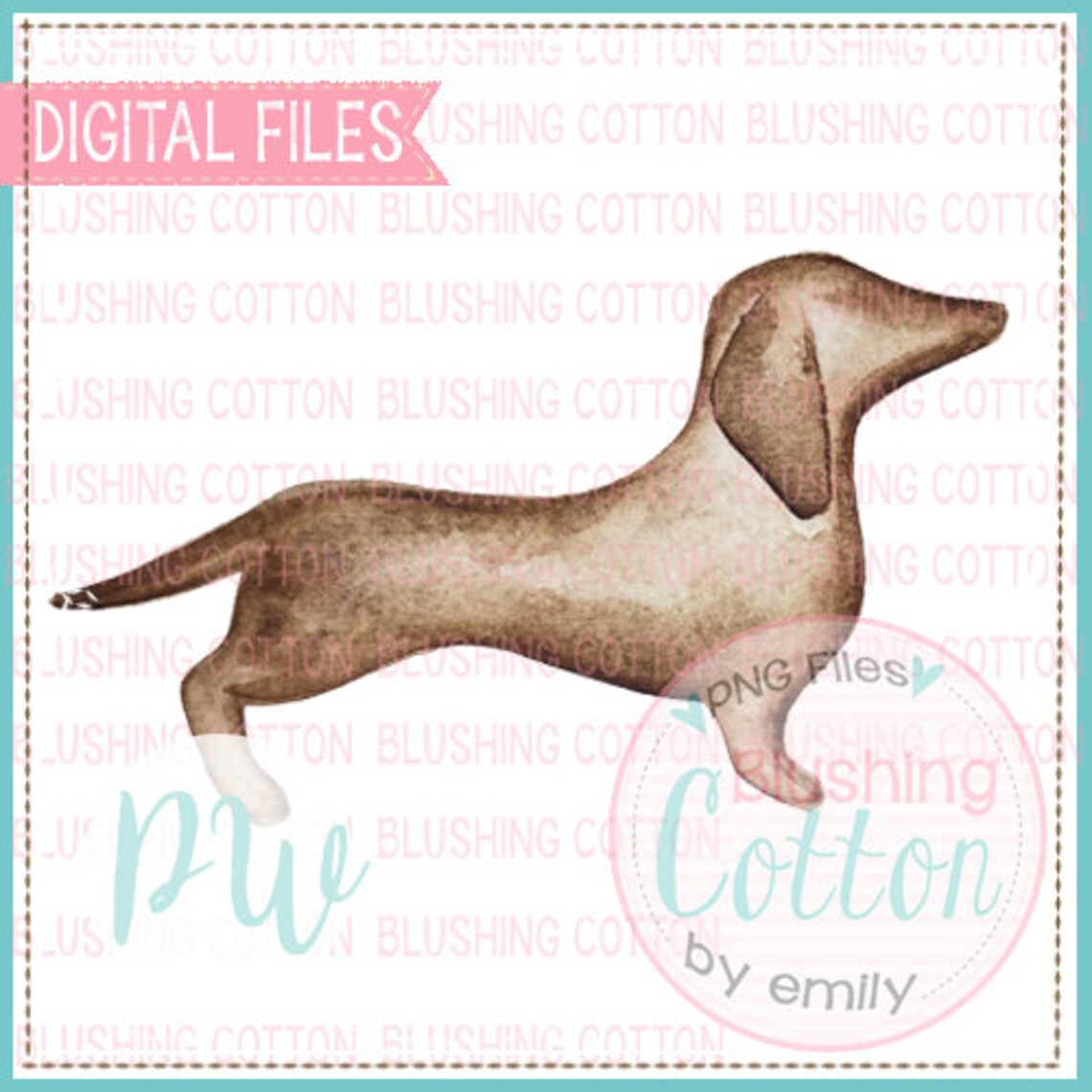 Weenie Dog Silhouette Watercolor PNG Artwork Digital File - Etsy