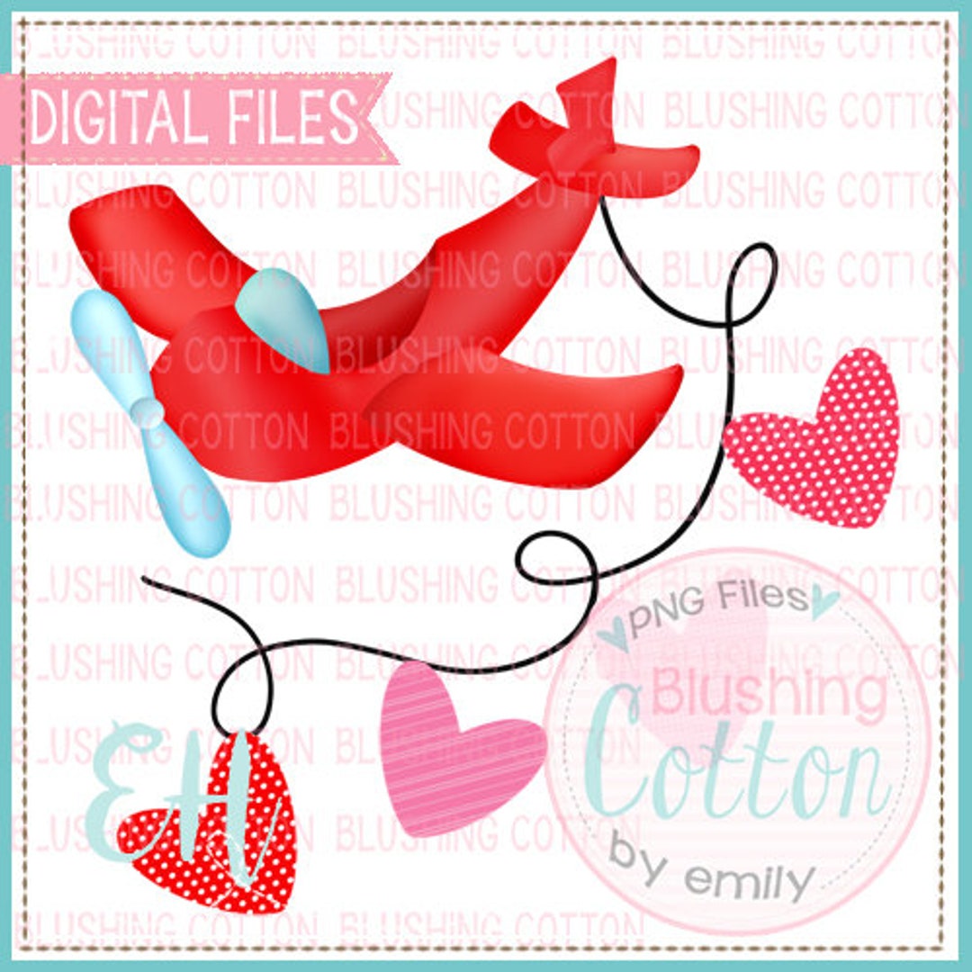 Red Plane With Heart Strings Design PNG Artwork Digital File - for ...