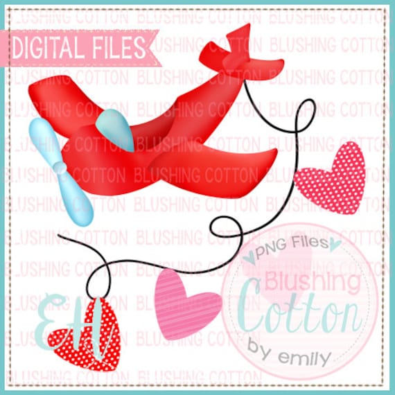 Red Plane With Heart Strings Design PNG Artwork Digital File | Etsy