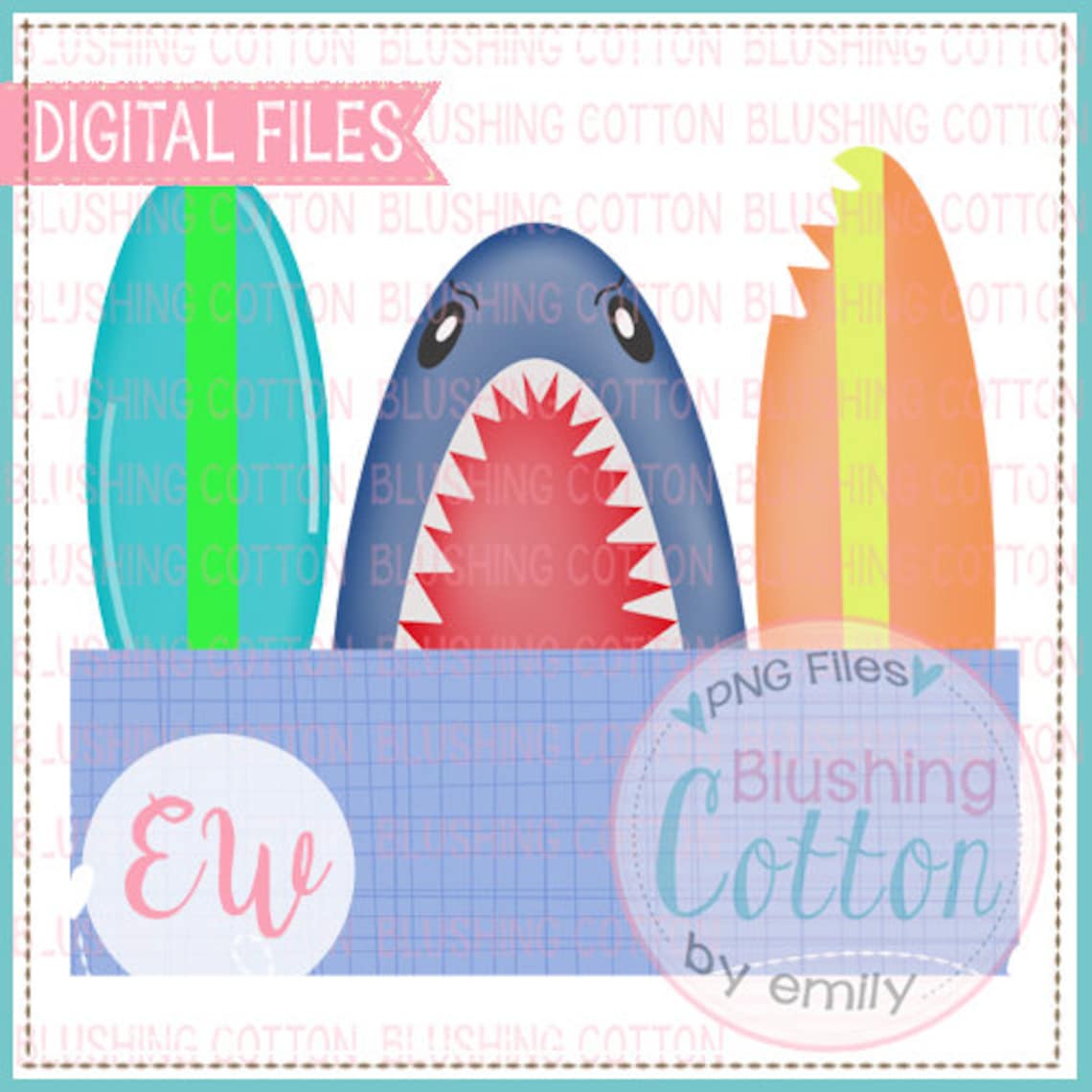 Shark Bite Surf Boards Watercolor Design for Printing and - Etsy