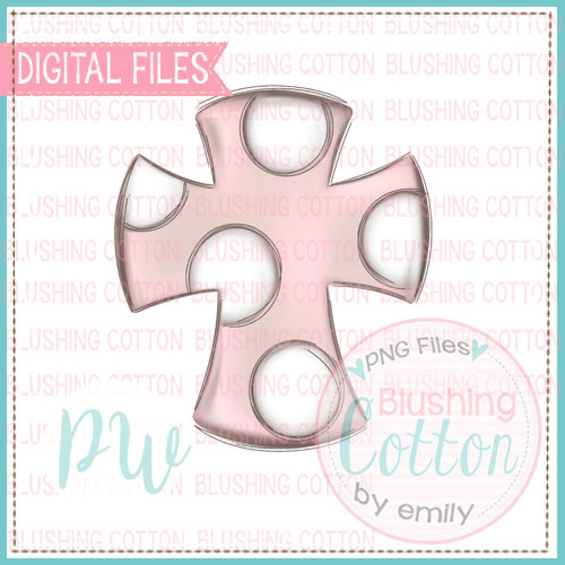Distressed Cross Pink Watercolor PNG Artwork Digital File - for ...