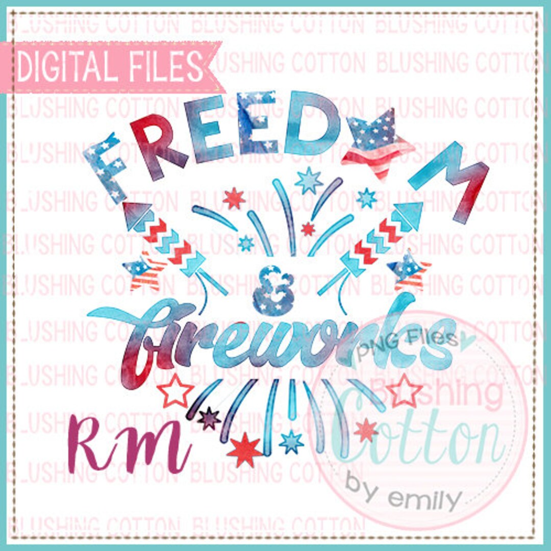 Freedom and Fireworks Design PNG Watercolor Artwork Digital File for ...