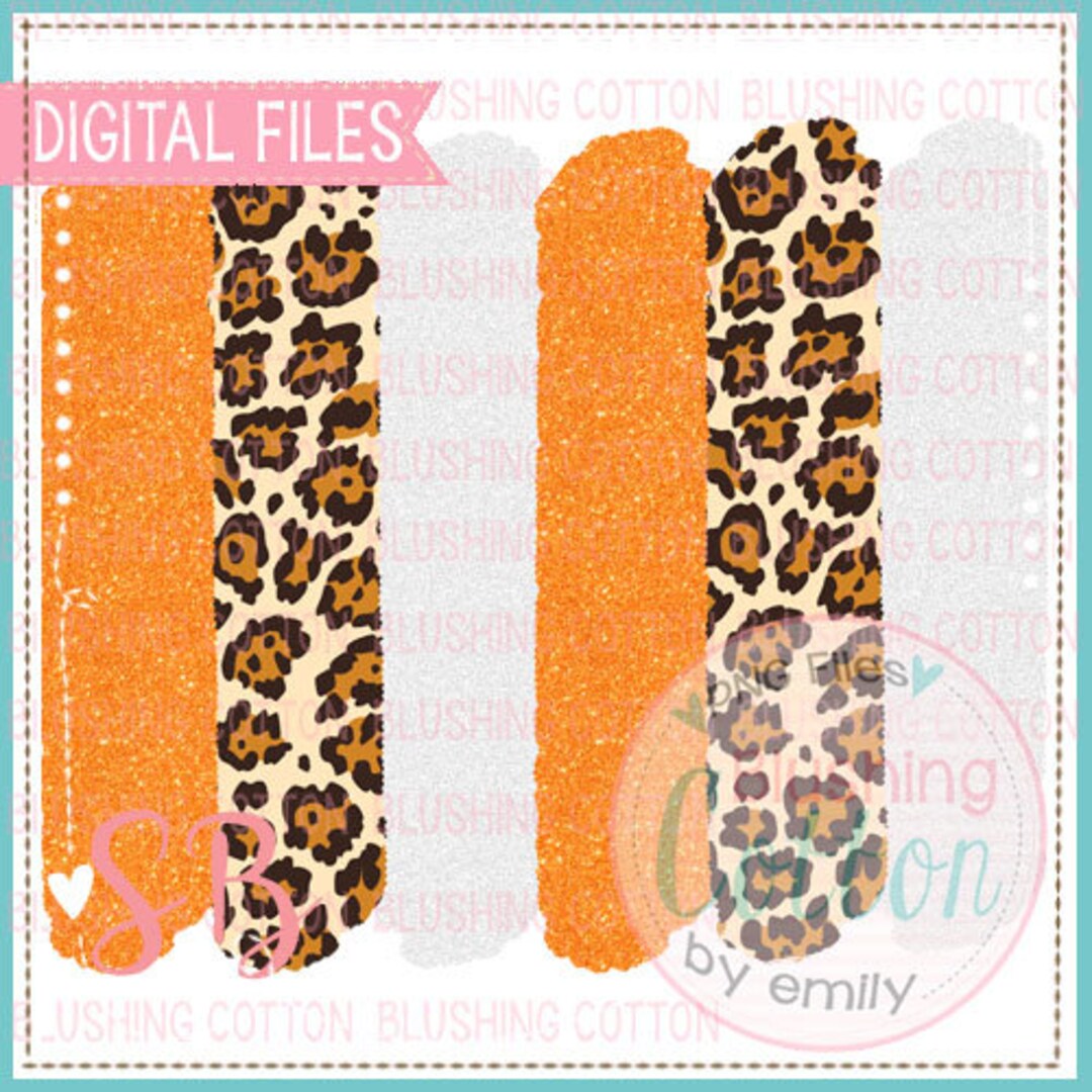 Orange White Glitter Leopard Print Brush Stroke Background Watercolor ...