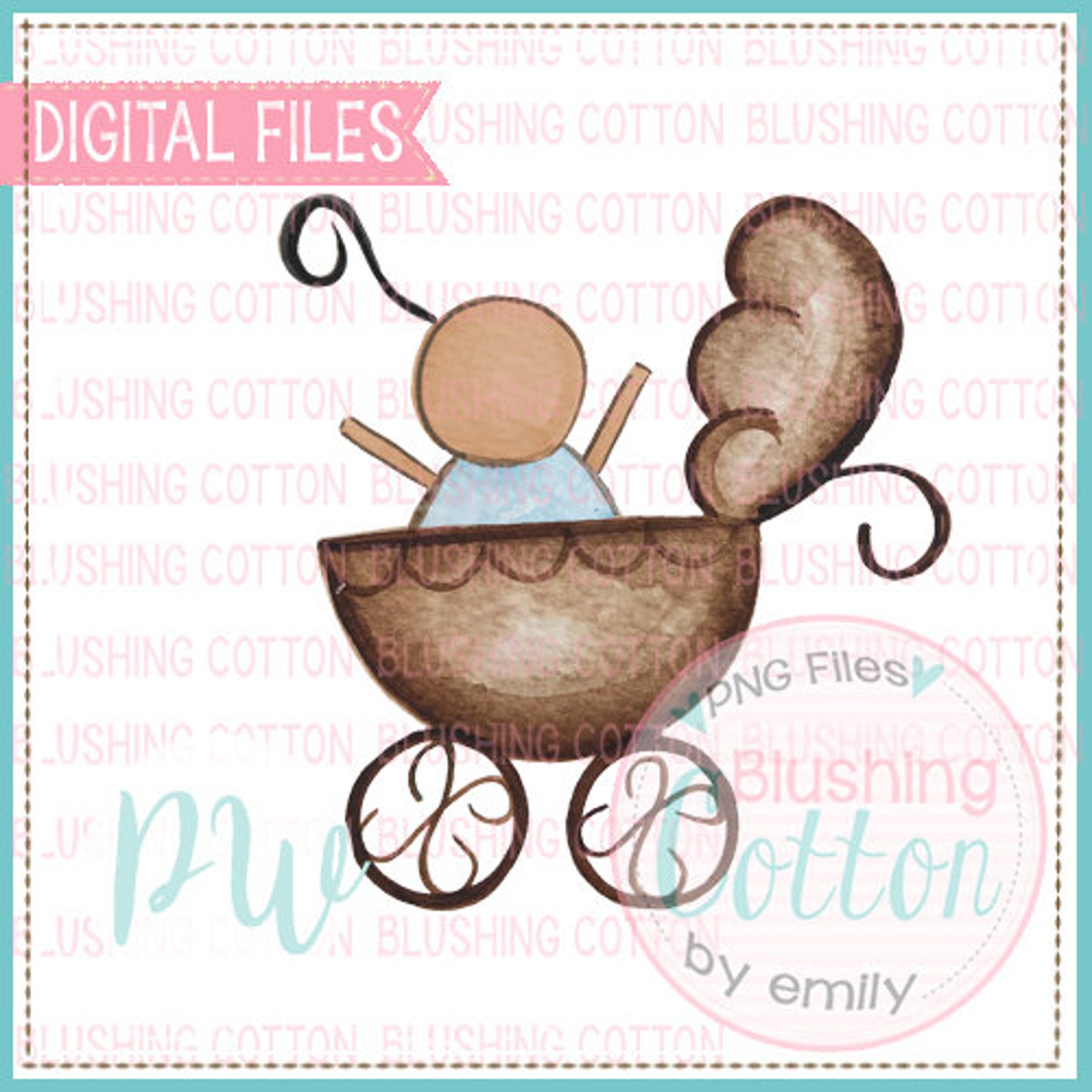 Stick Figure Medium Skin Tone Baby Boy Watercolor PNG Artwork Digital ...