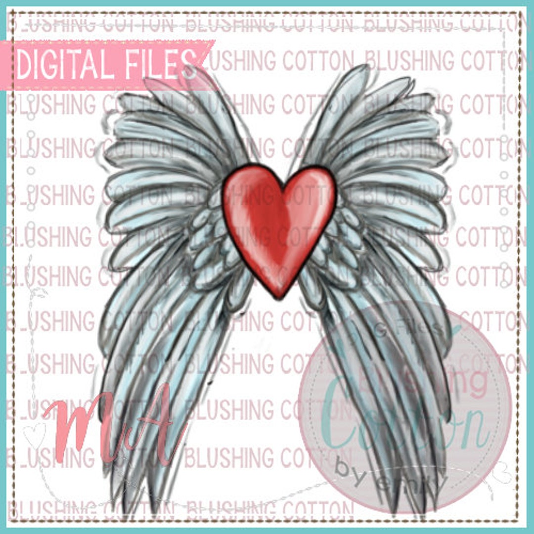Heart With Wings Design PNG Artwork Digital File - for Printing and ...