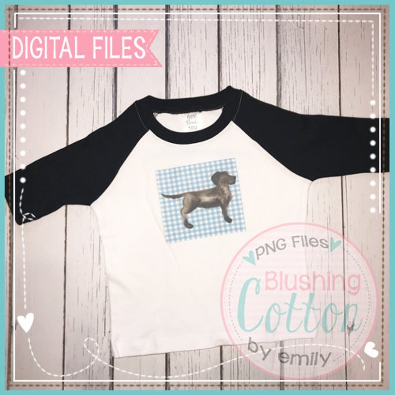 Black Lab Blue Gingham Square Dog Sportsman PNG Watercolor | Etsy