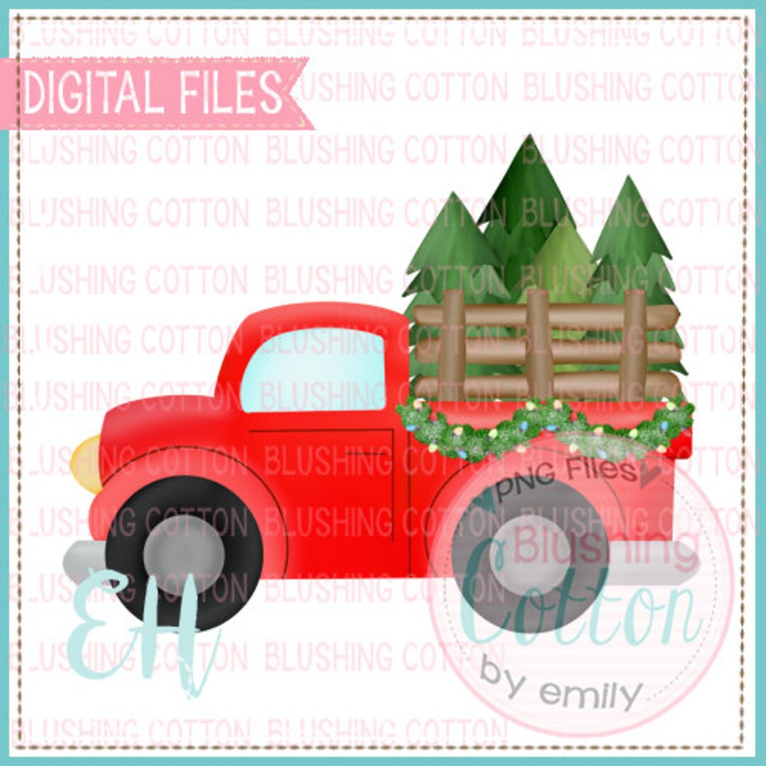 Tree Truck Red With Garland Design PNG Artwork Digital File for ...
