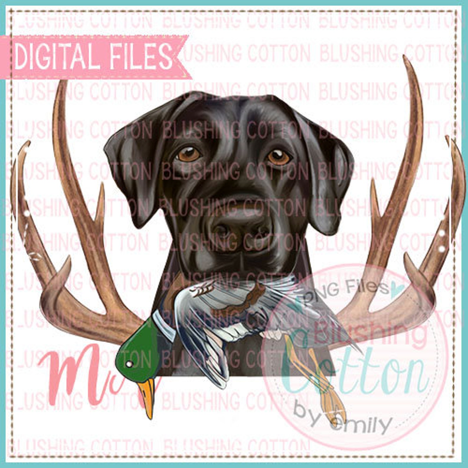 Chocolate Lab Holding Duck With Antlers Design BCMA - Etsy