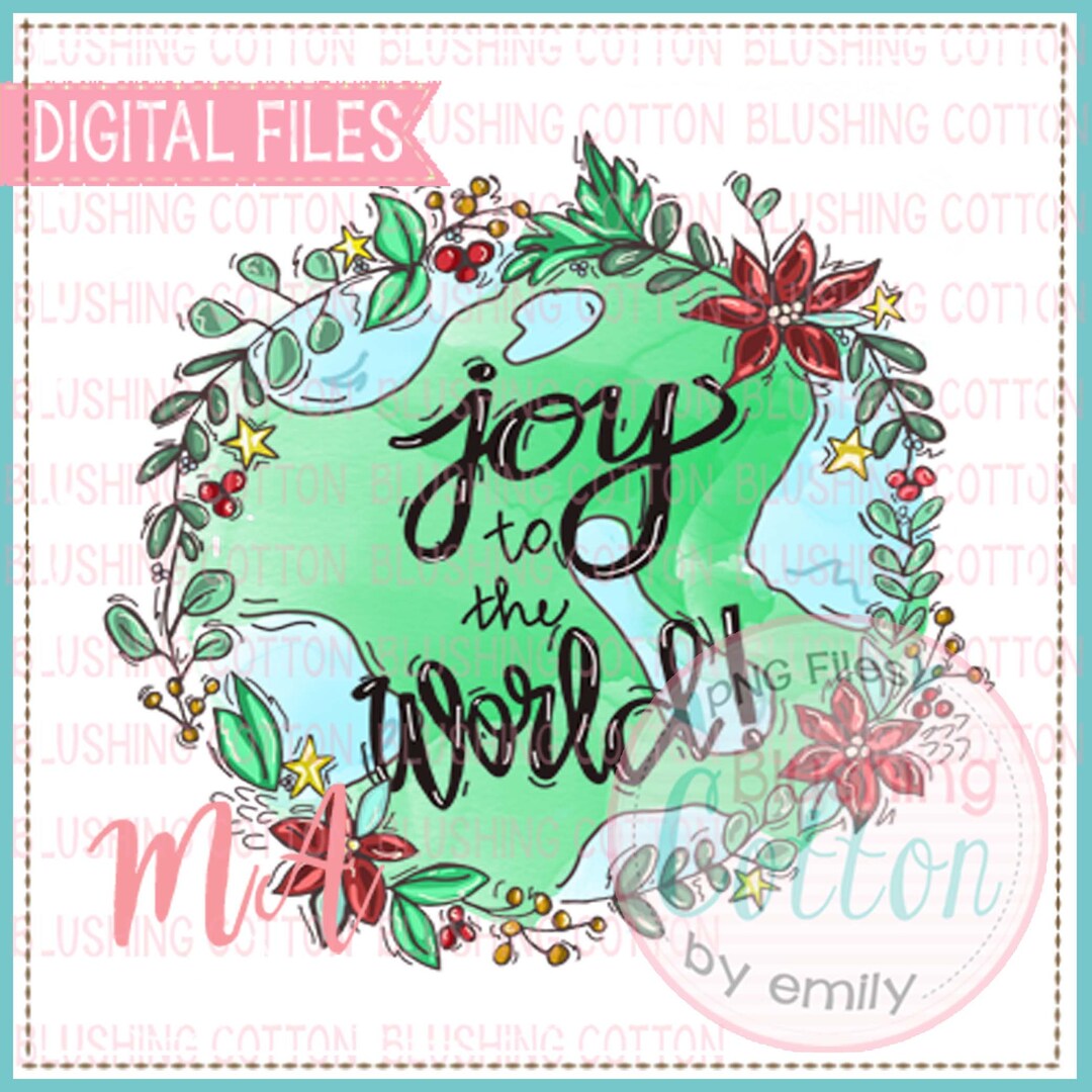 Joy to the World Earth Background Wreath Design Watercolor PNG Artwork ...