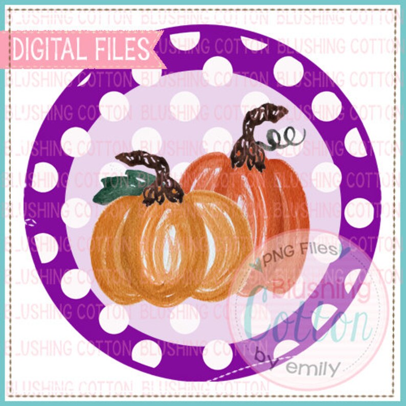2 Little Pumpkins with Purple Dot Circle Background Design PNG | Etsy