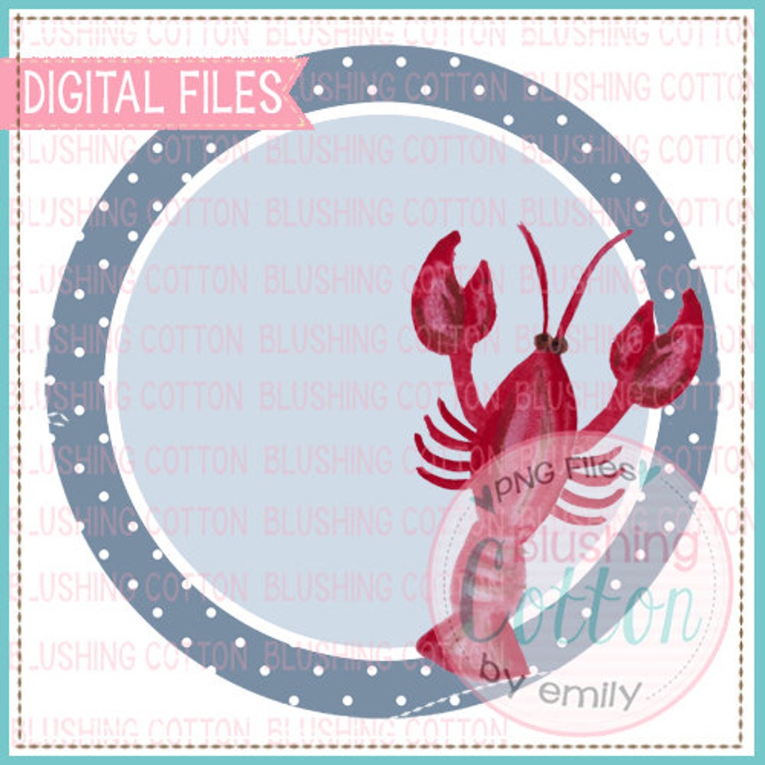 Crawfish in Dotted Circle Beach Sea Creature PNG Watercolor Artwork ...