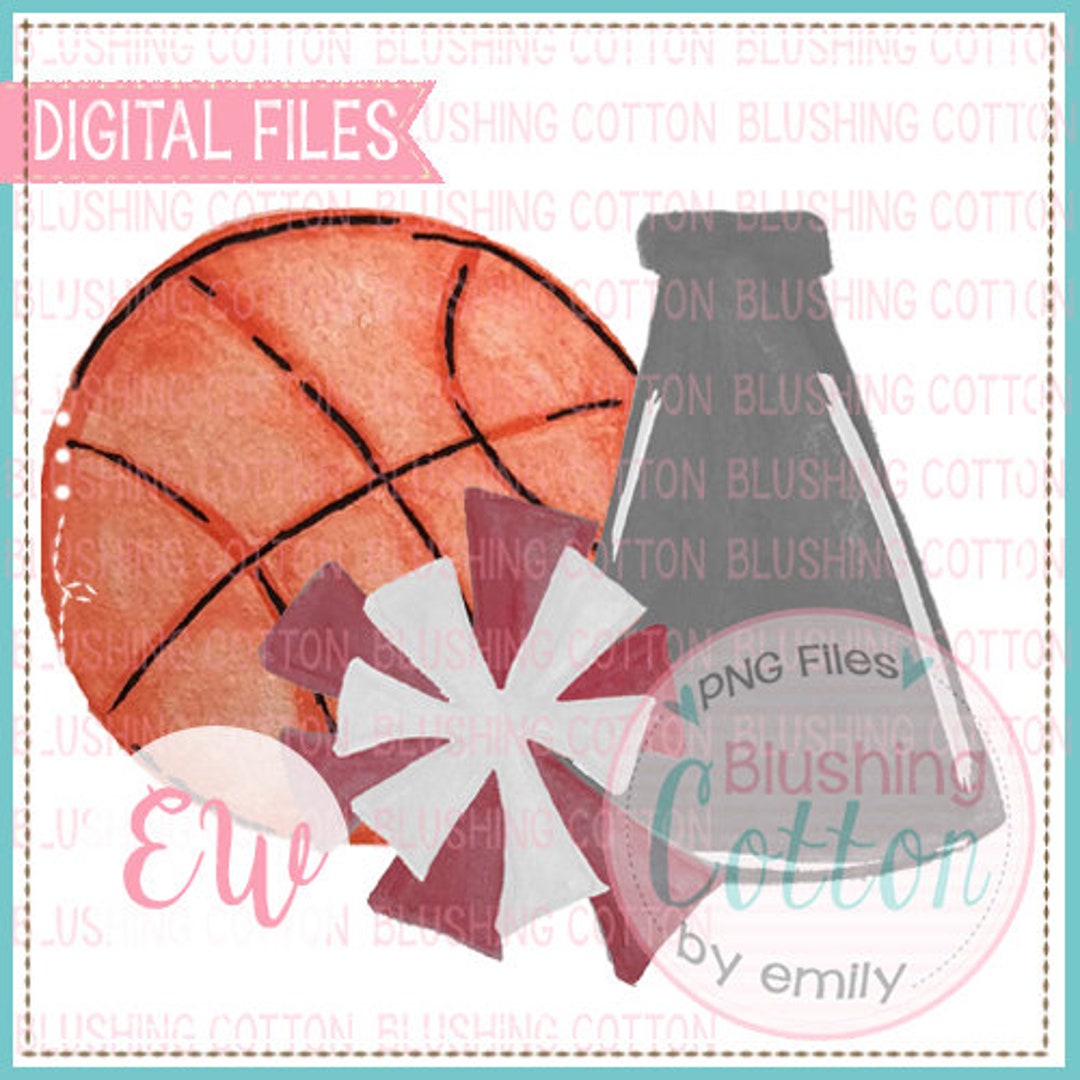 Basketball Megaphone Pompom Maroon Gray White Design Watercolor PNG ...