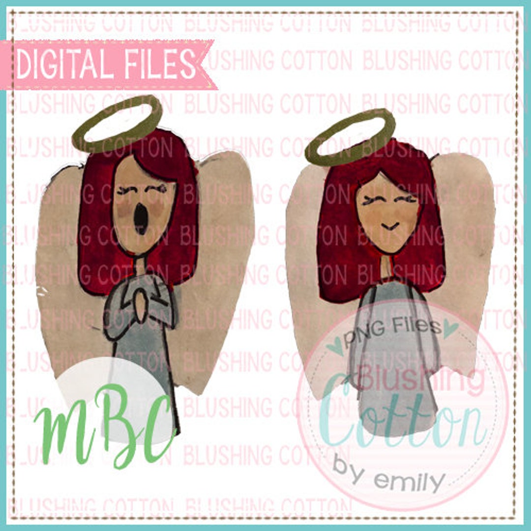 Angel Girls Red Hair Watercolor PNG Artwork Digital File - for Printing ...