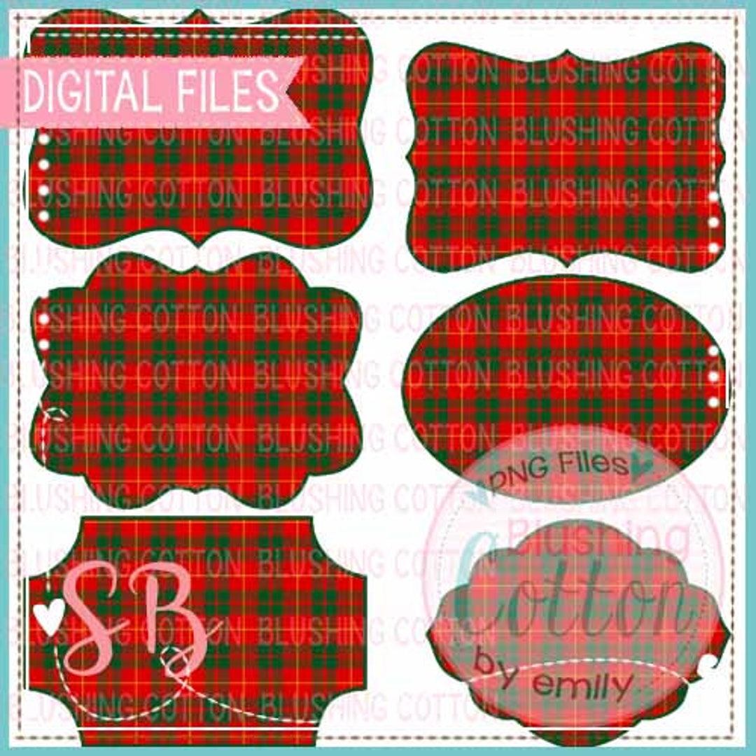 Red Green Plaid Frame Set Design PNG Artwork Digital File for Printing ...