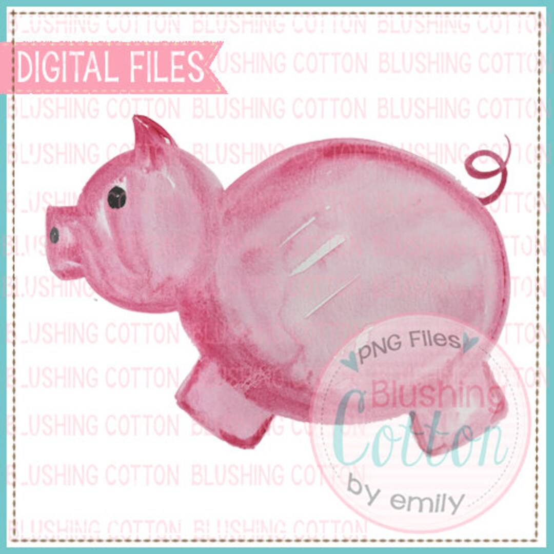 Piggy Piggy Watercolor Design PNG Artwork Digital File for Printing and ...