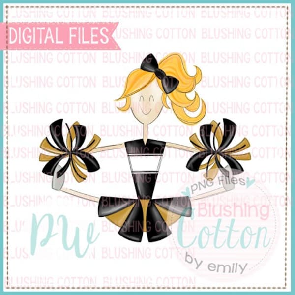 Black and Gold Cheerleader Clipart - Etsy