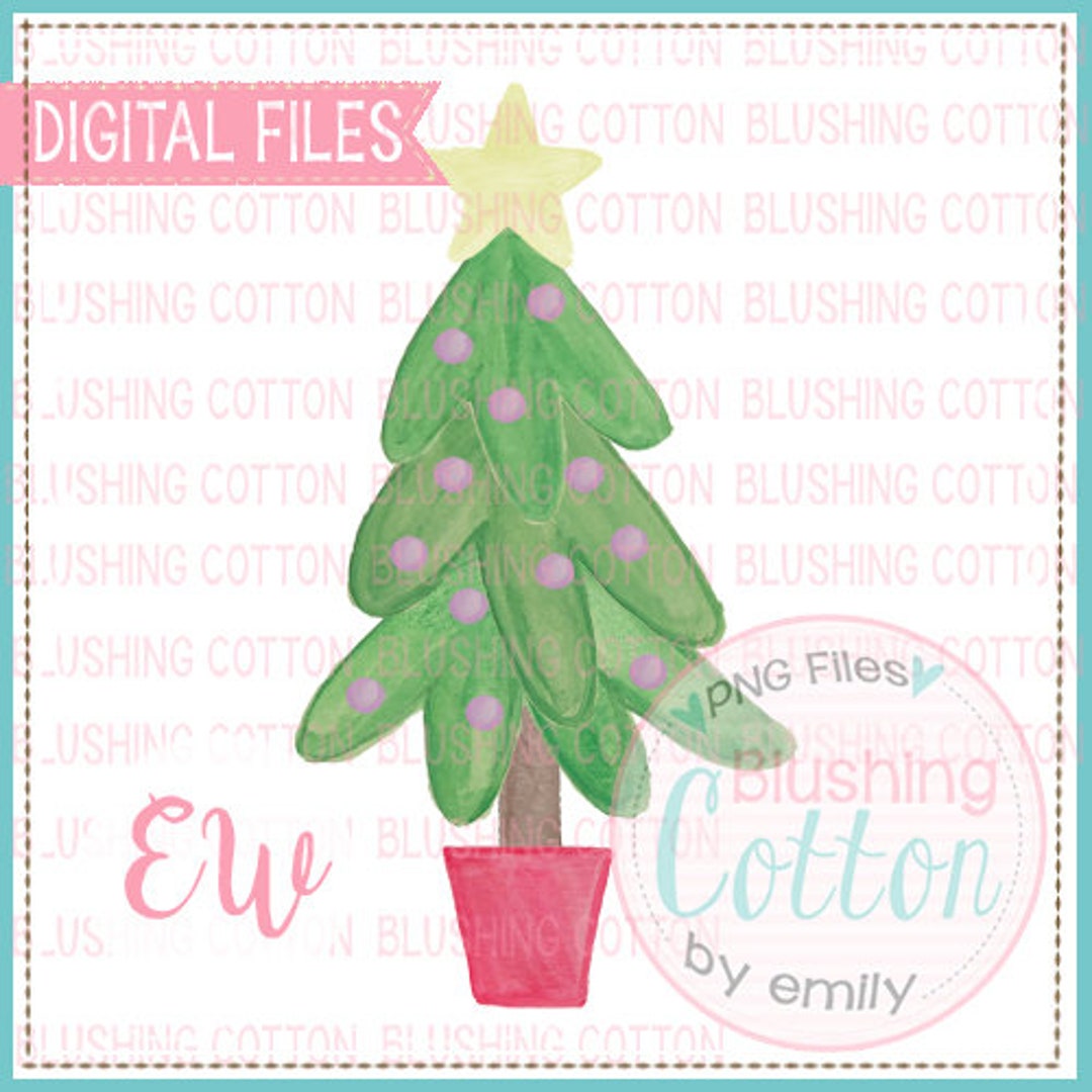 Christmas Tree in a Bucket Handpainted Watercolor PNG Artwork Digital ...