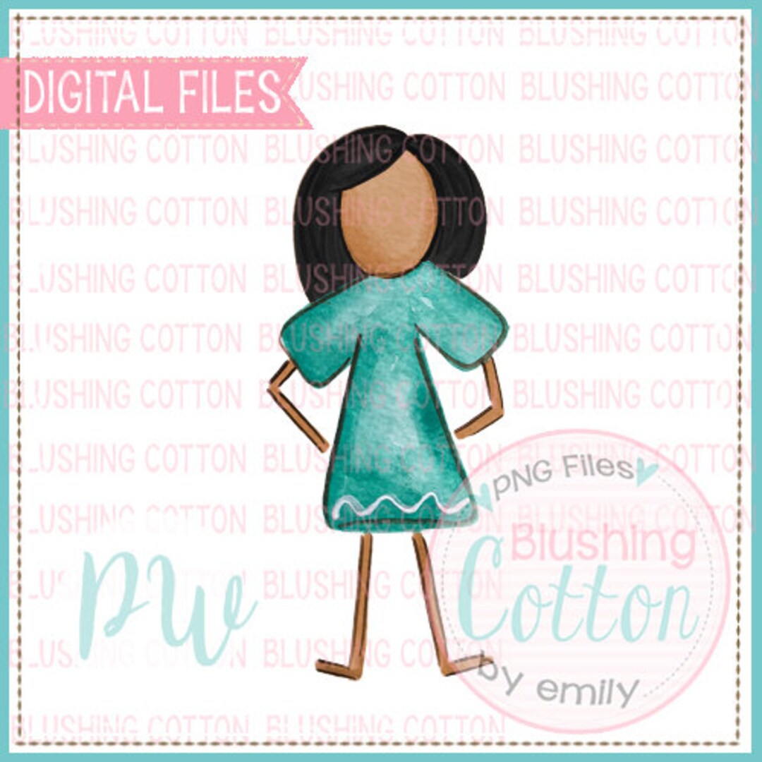 Stick Figure African American Adult Female Watercolor PNG Artwork ...
