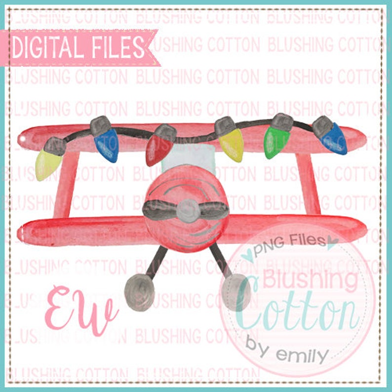 Crop Duster Red Christmas Lights PNG Watercolor Artwork | Etsy