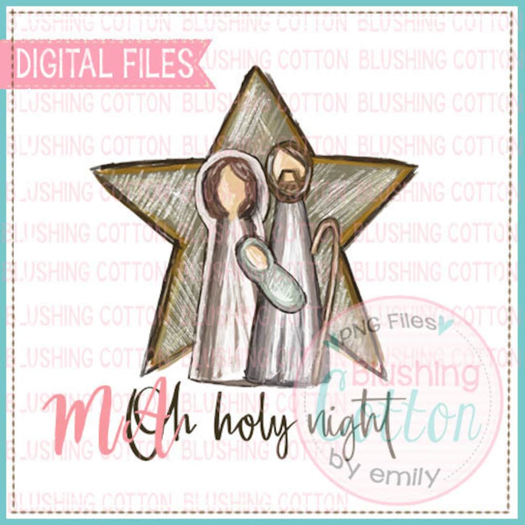 Oh Holy Night Rustic Nativity Watercolor PNG Design BCMA - Etsy